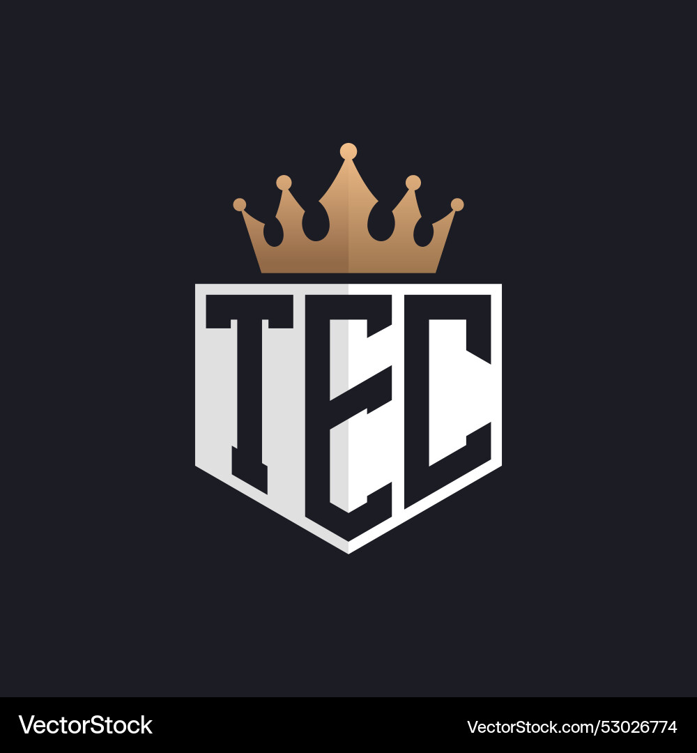Luxury tec logo with crown elegant initials Vector Image