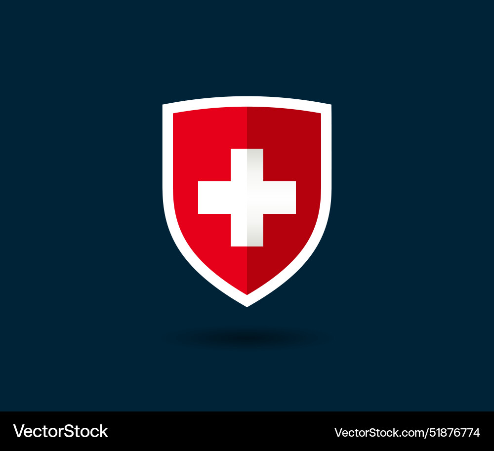 Medical shield logo with red cross Royalty Free Vector Image