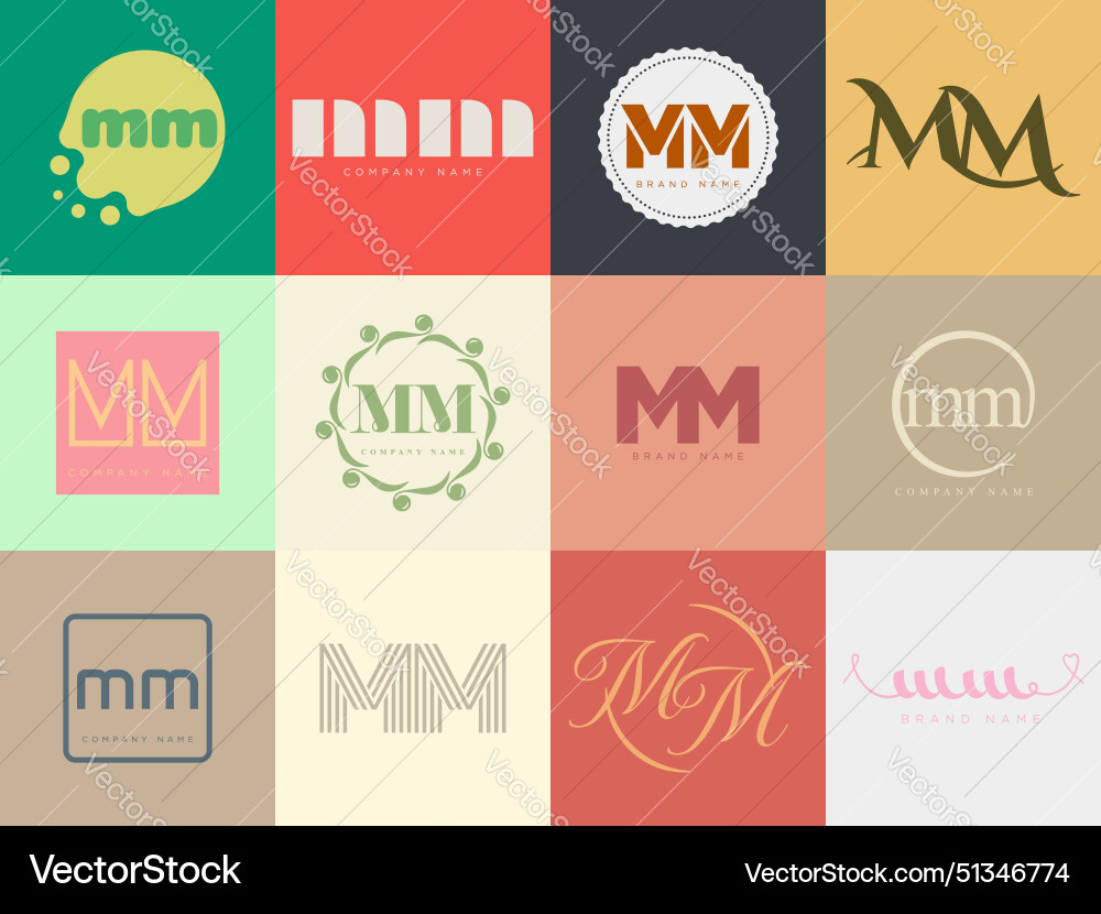 Mm logo company template letter m and logotype Vector Image