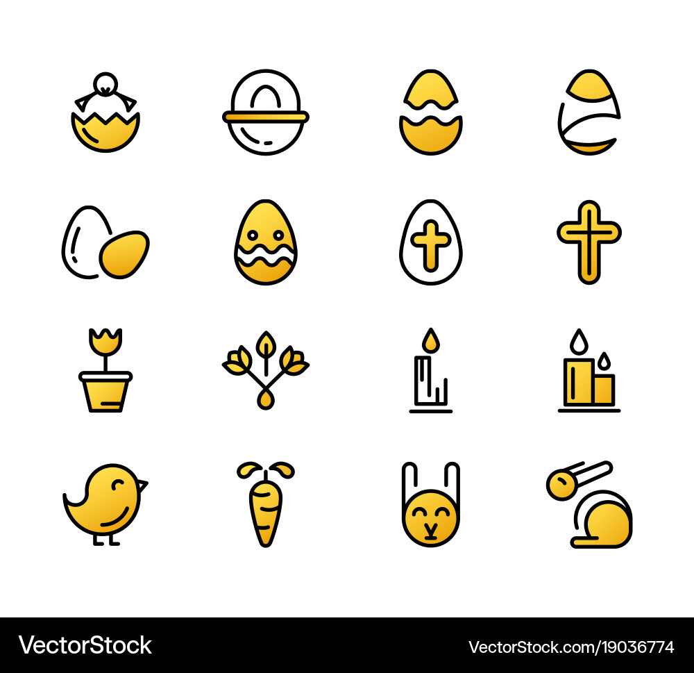 Monochrome set of easter icons Royalty Free Vector Image