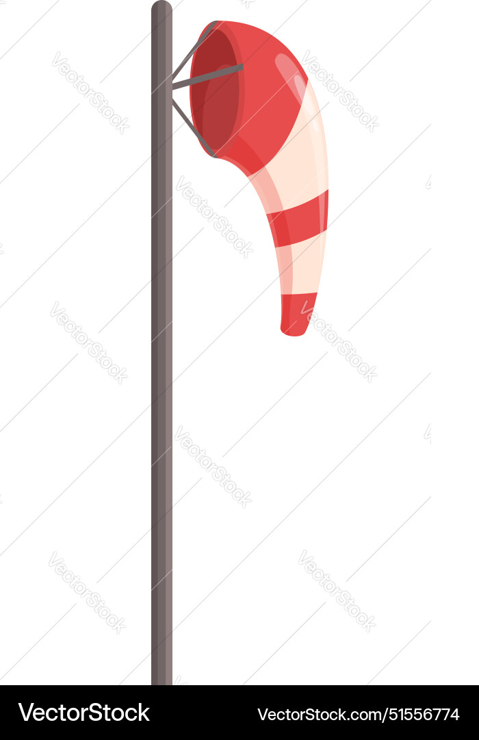Red and white windsock indicating wind direction Vector Image