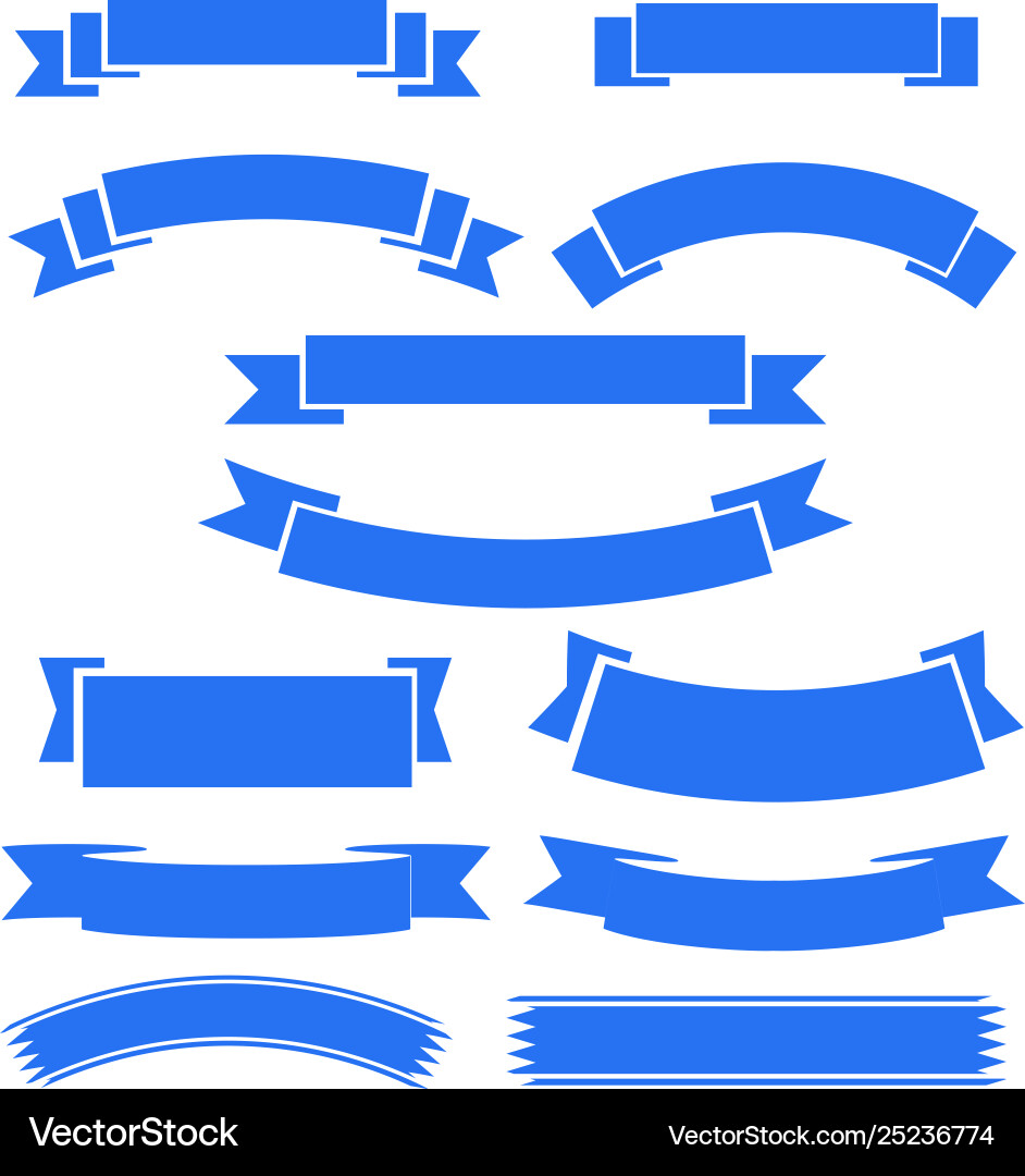 Set blue ribbon baner icon Royalty Free Vector Image