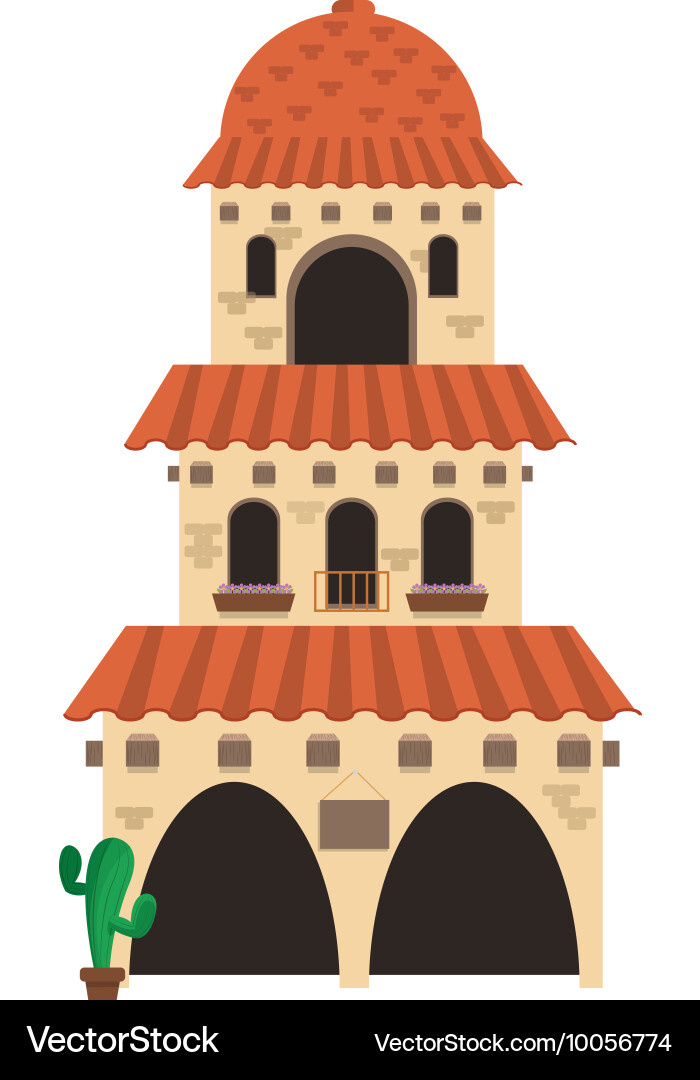 Spanish colonial architecture icon Royalty Free Vector Image