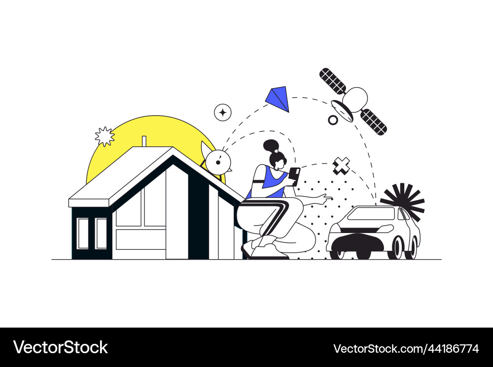 Wireless technology web concept in flat outline Vector Image