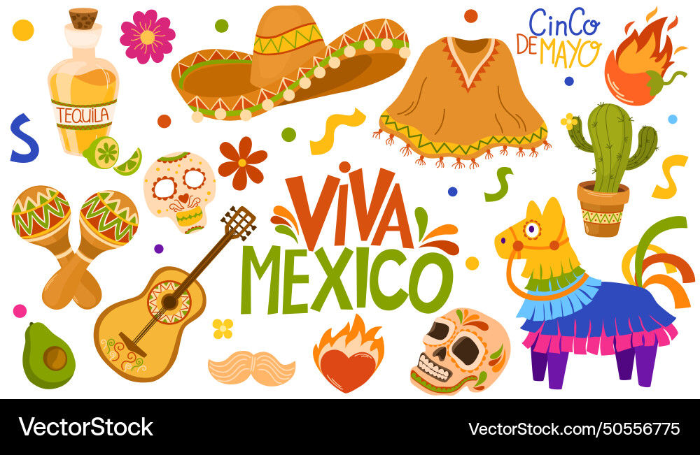 1586 mexican set Royalty Free Vector Image - VectorStock