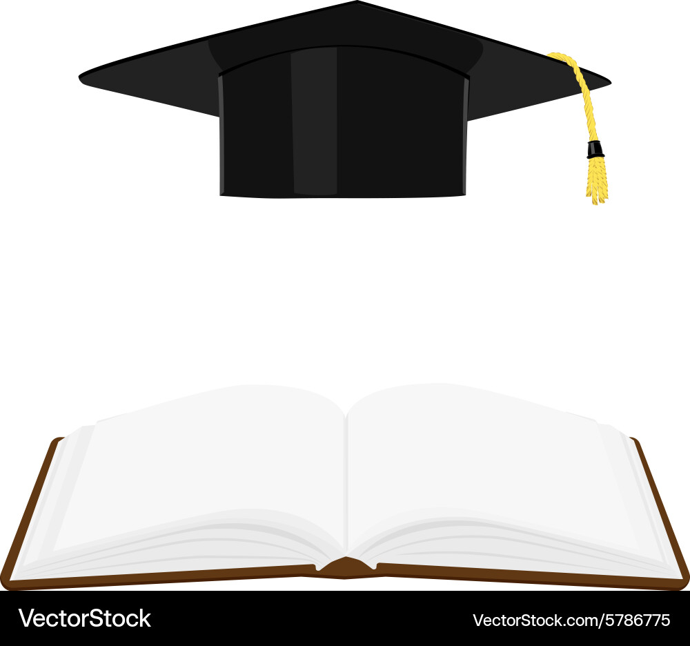 Book and graduation hat Royalty Free Vector Image
