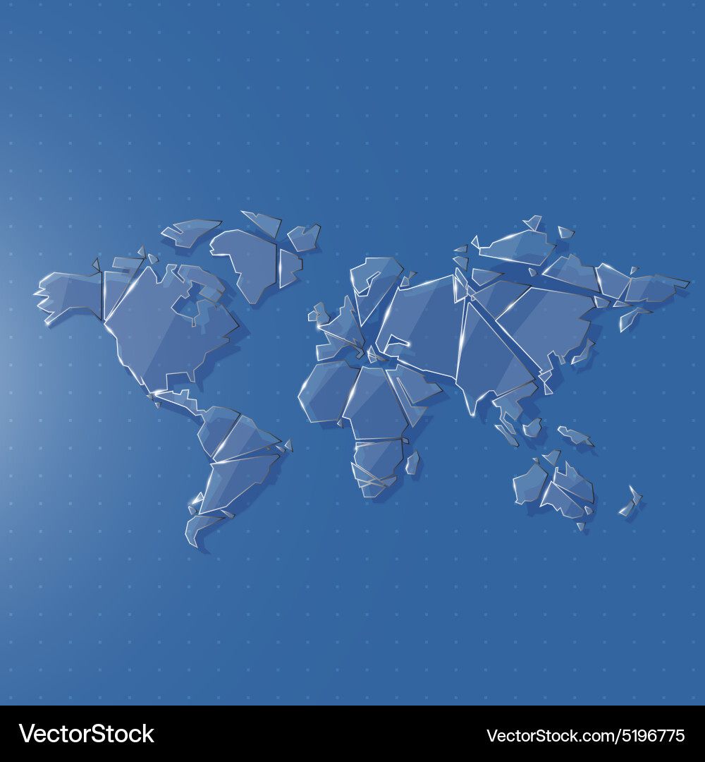 Broken glass of world map for science and tech Vector Image