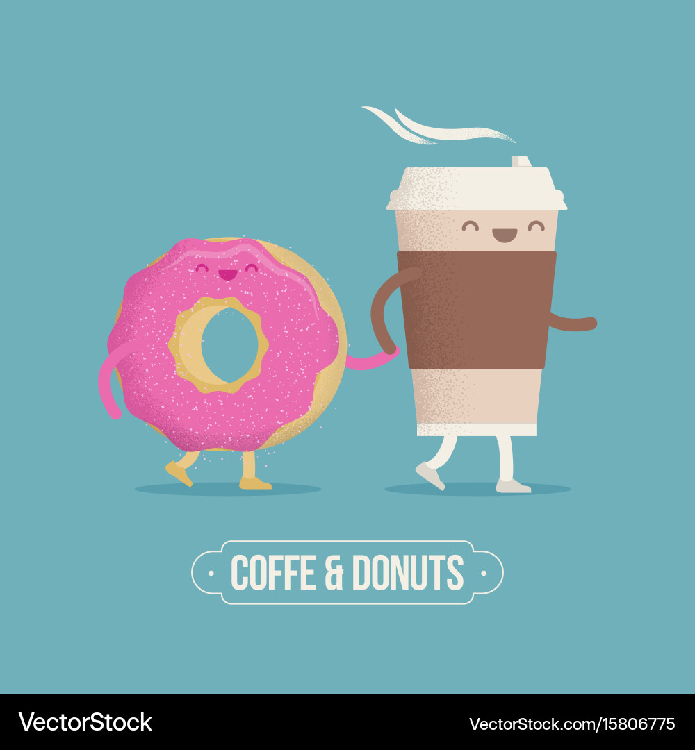 Coffee and donut Royalty Free Vector Image - VectorStock