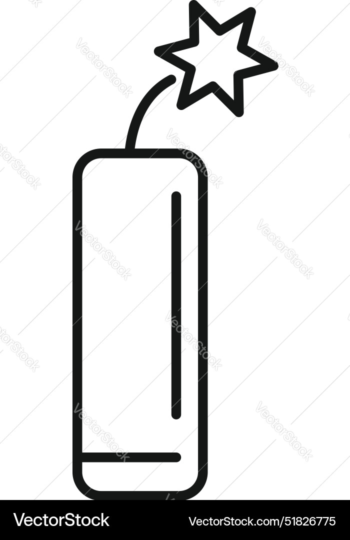 Dynamite with burning wick exploding icon outline Vector Image
