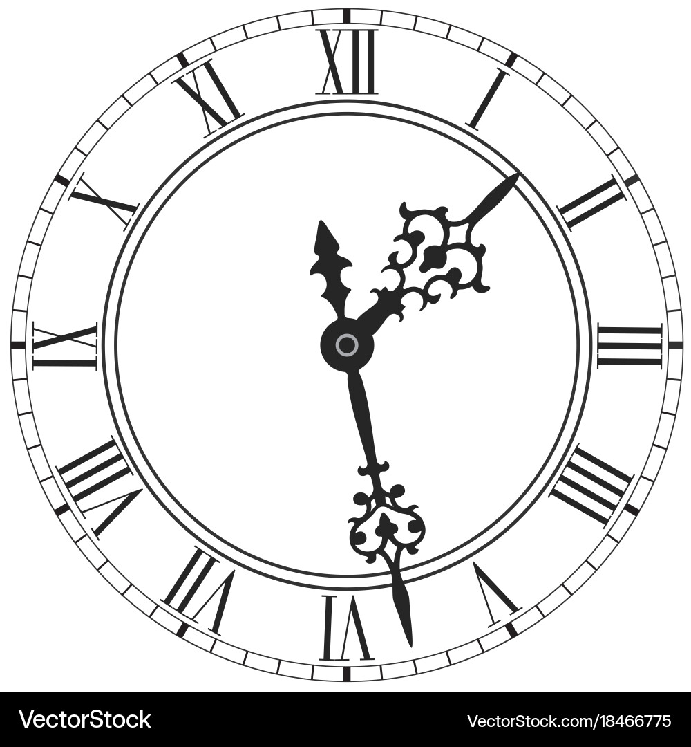 Elegant Roman Numerals Clock Face Royalty Free Vector Image