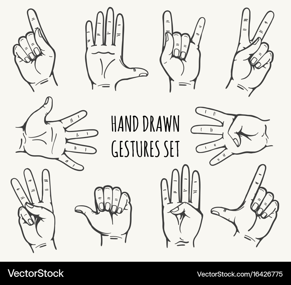 menschliche Handgesten Set Lizenzfreies Vektorbild