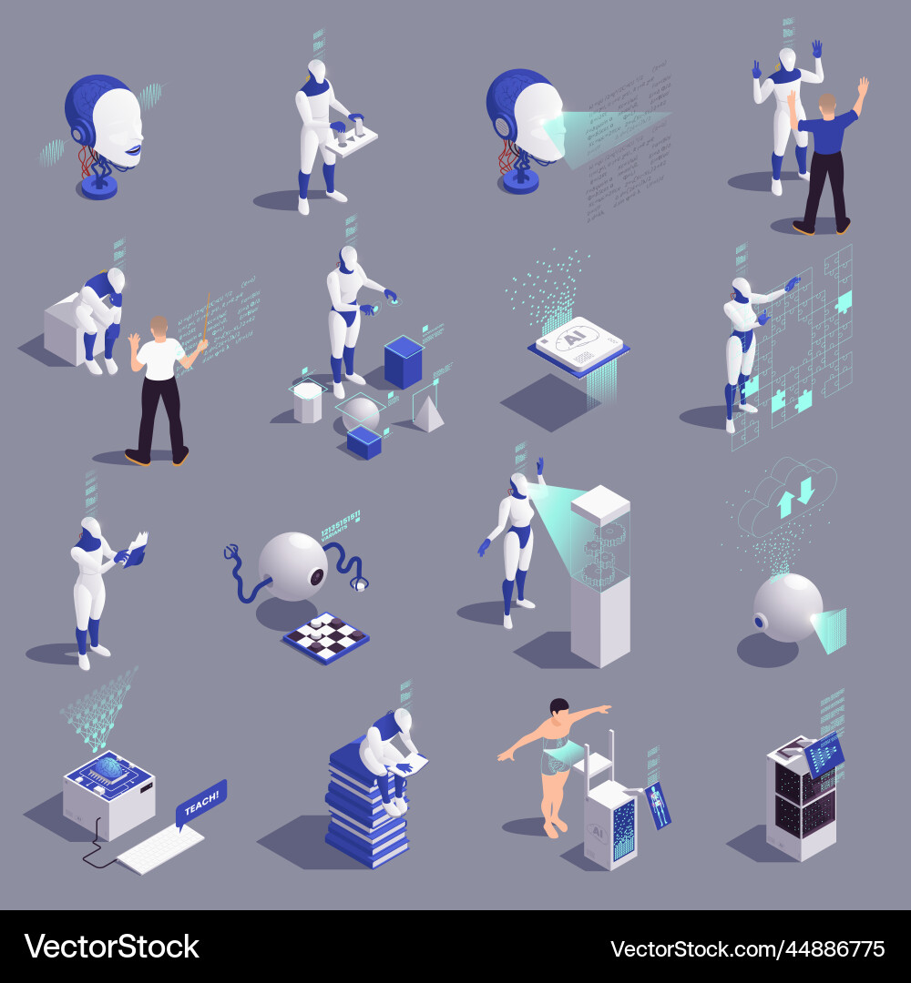 Machine learning icon set Royalty Free Vector Image Machine learning icon set Royalty Free Vector Image