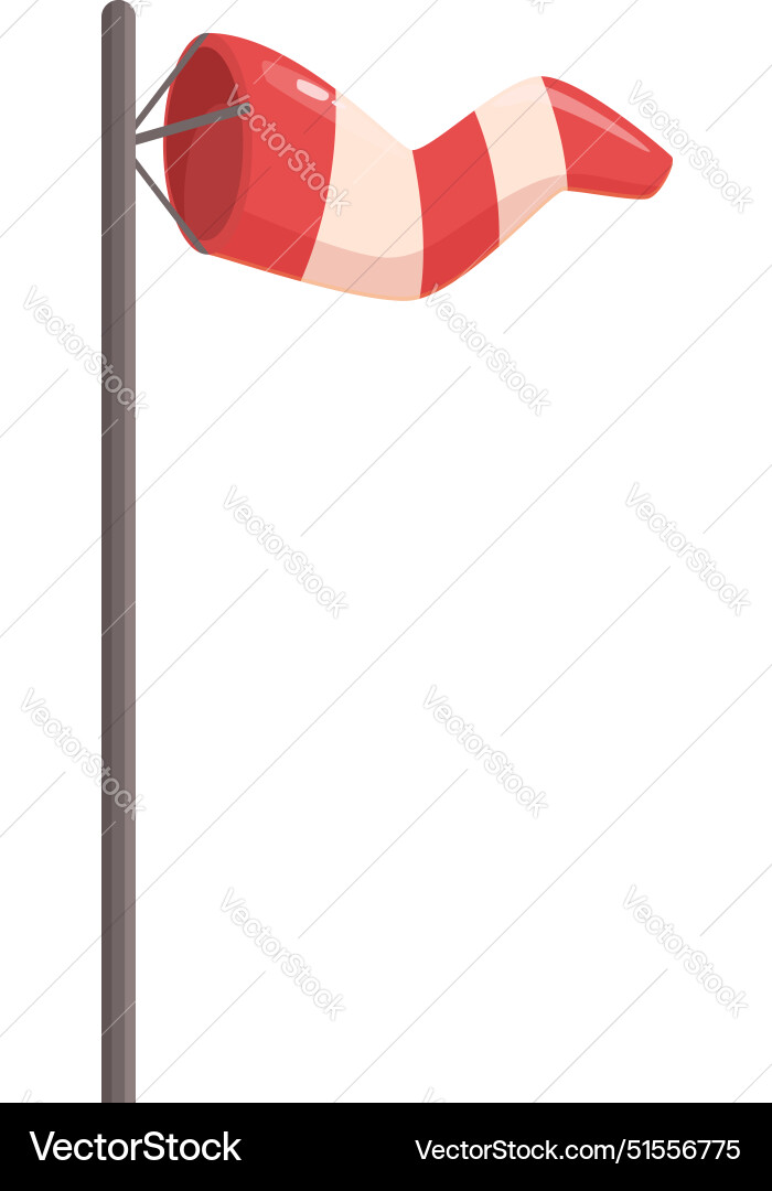 Red and white windsock inflated by the wind Vector Image