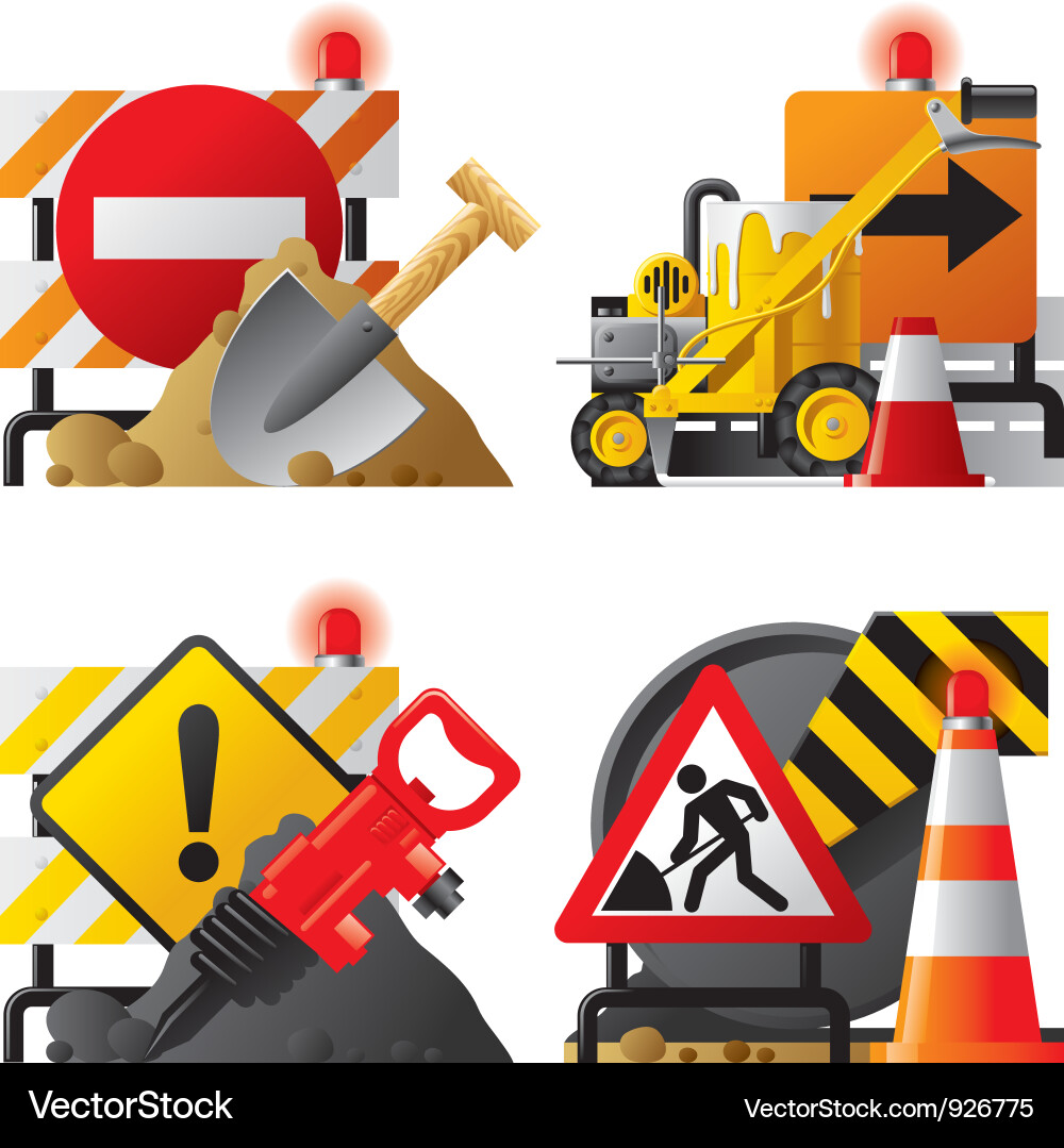 Roadwork icons Royalty Free Vector Image - VectorStock