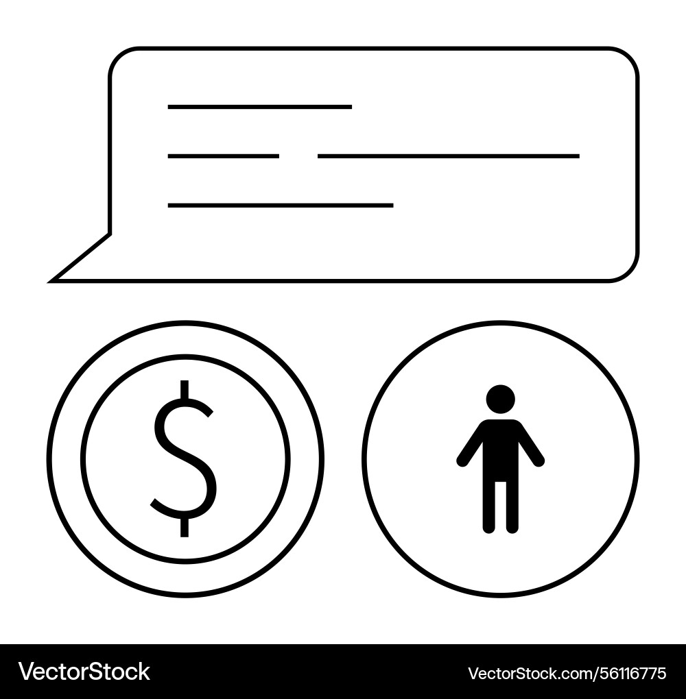 Speech bubble with dollar icon and human figure Vector Image