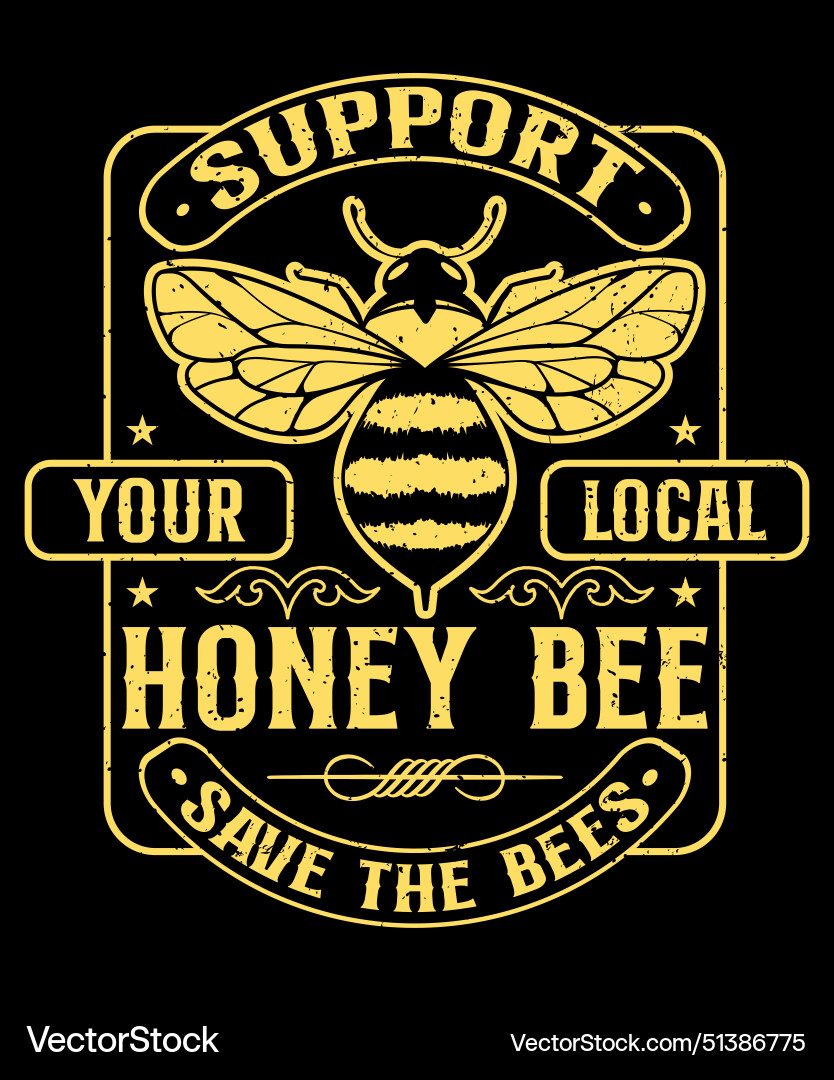Support your local honey bee save the bees Vector Image