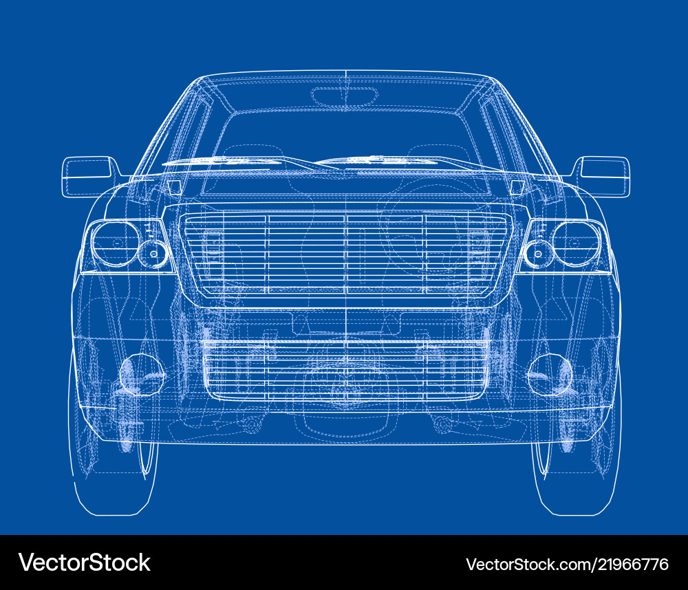 Auto suv Zeichnung Umriss Rendering Lizenzfreier Vektor