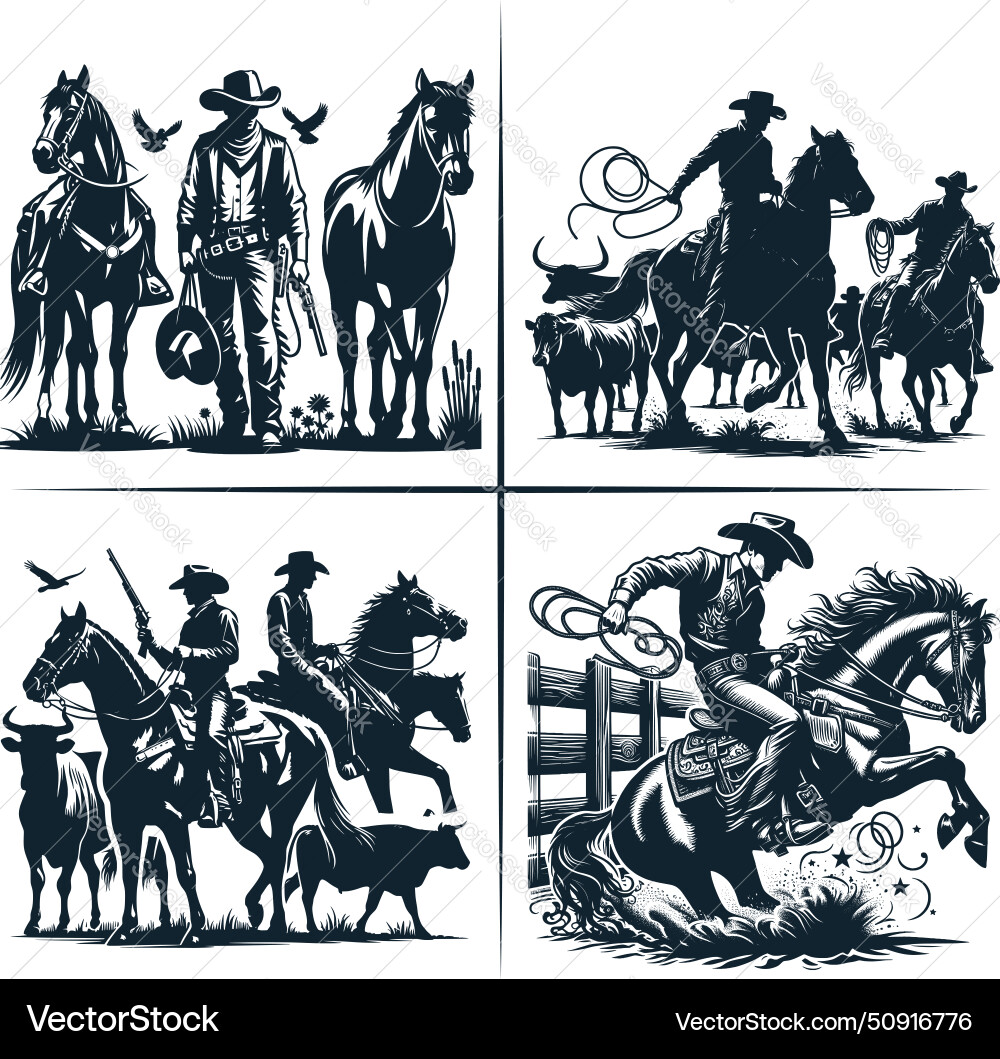 Cowboy and cowgirl bundle file Royalty Free Vector Image