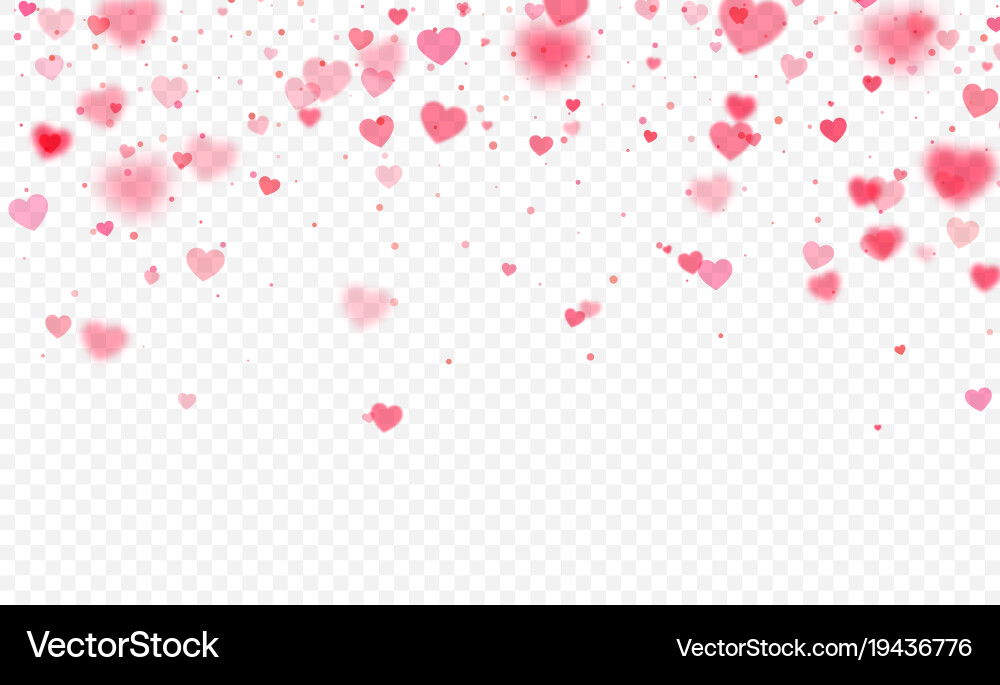 Heart confetti falling on transparent background Vector Image