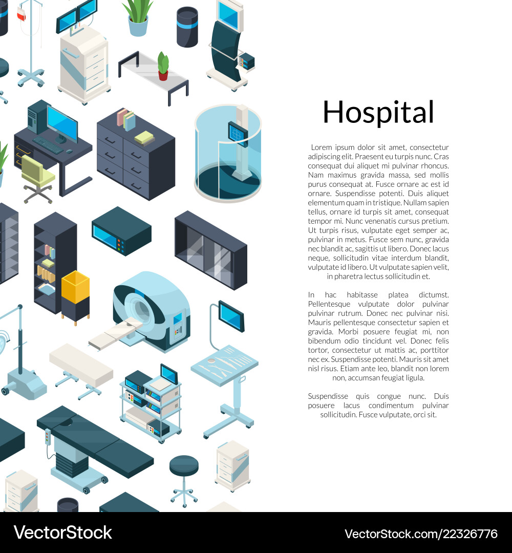 Isometric hospital icons background Royalty Free Vector