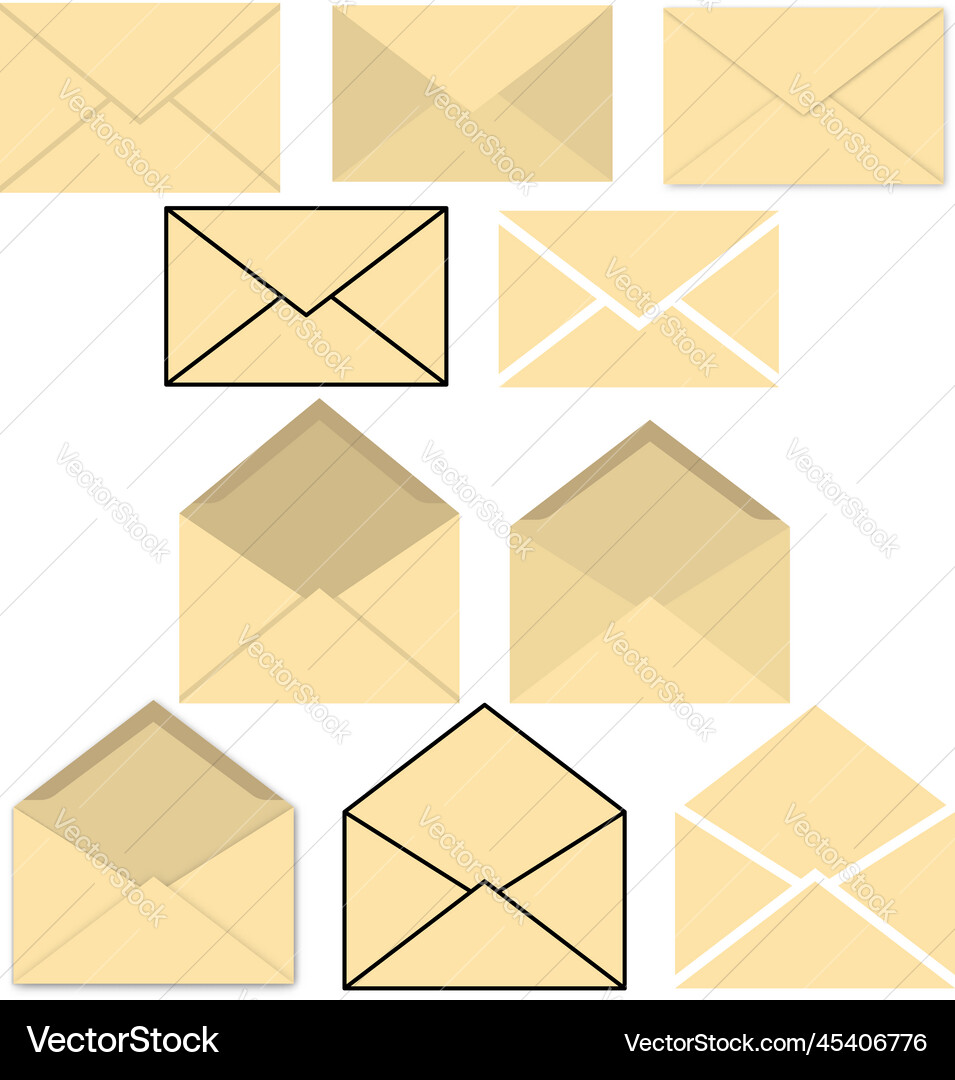 Letter Envelope Set Royalty Free Vector Image - VectorStock