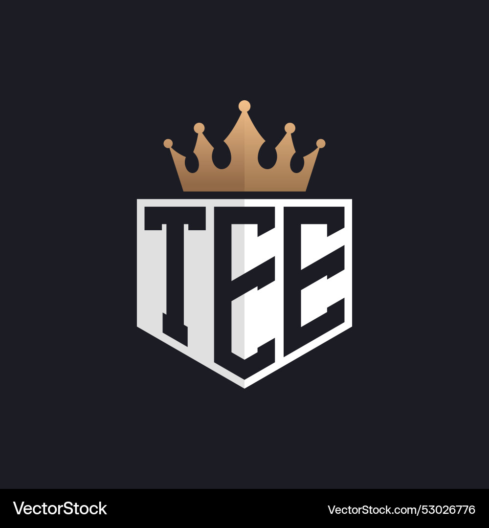 Luxury tee logo with crown elegant initials tee Vector Image