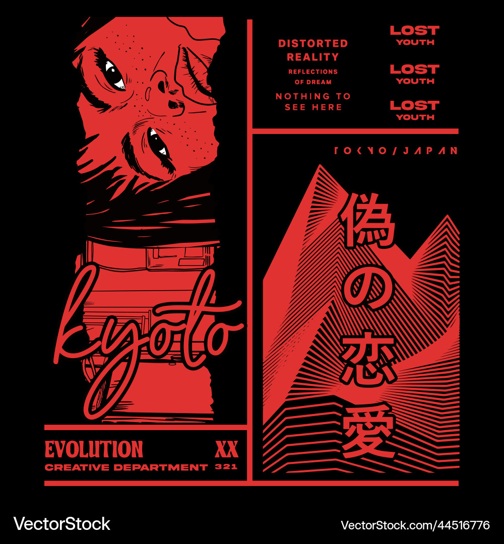 Manga style face with geometric shape japanese Vector Image