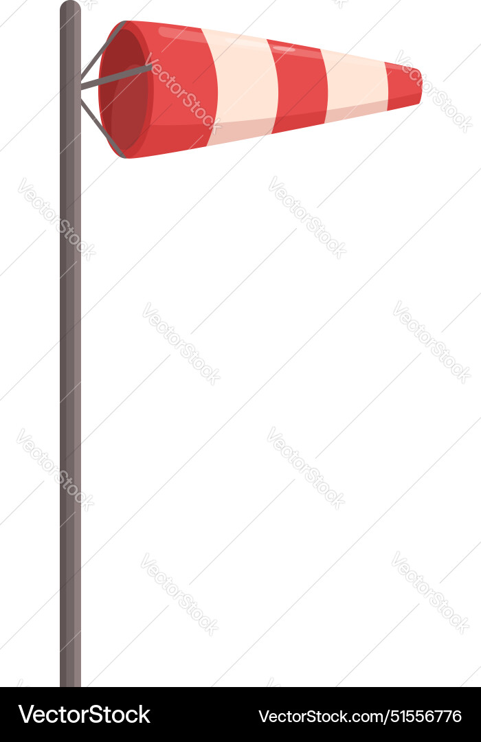 Red and white windsock showing wind direction Vector Image