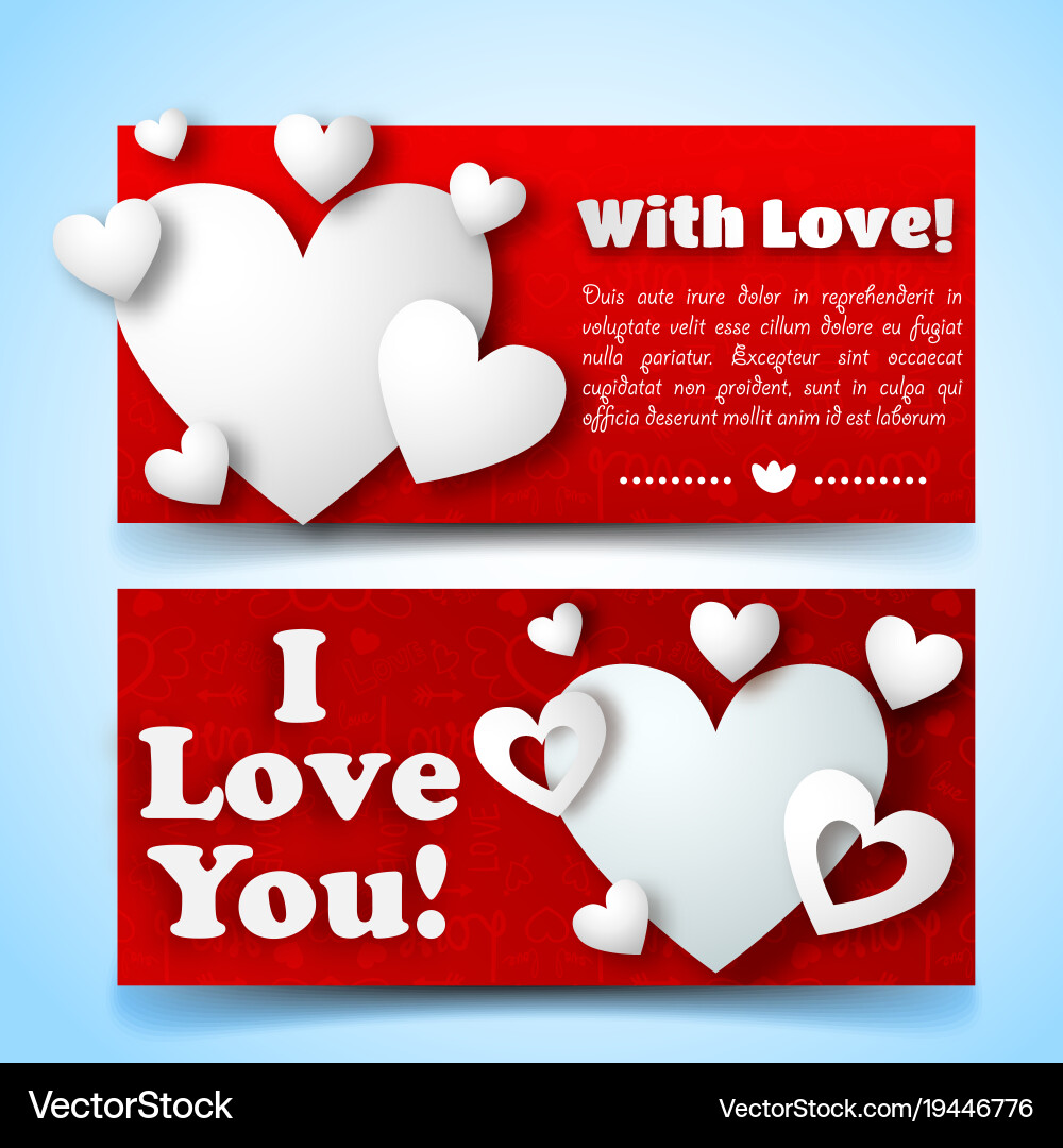 Romantic decorative horizontal banners Royalty Free Vector