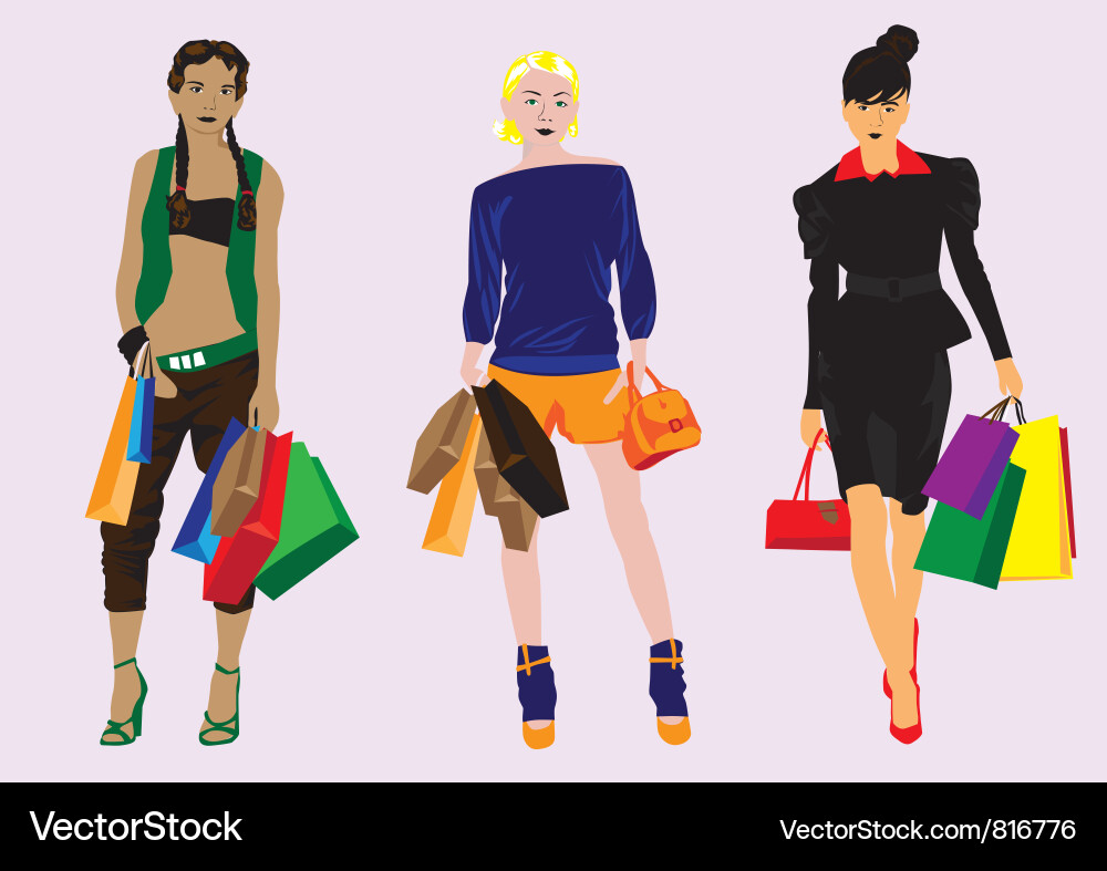 Stylish Women Shopping Royalty Free Vector Image
