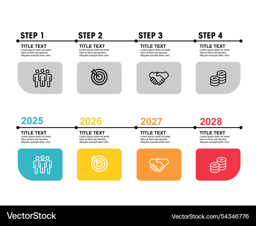 Timeline infographic with circle diagrams and text
