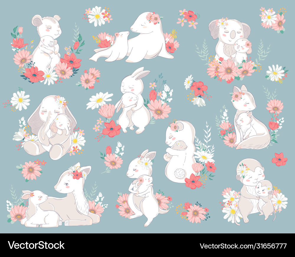 Adorable Animal Family Royalty Free Vector Image