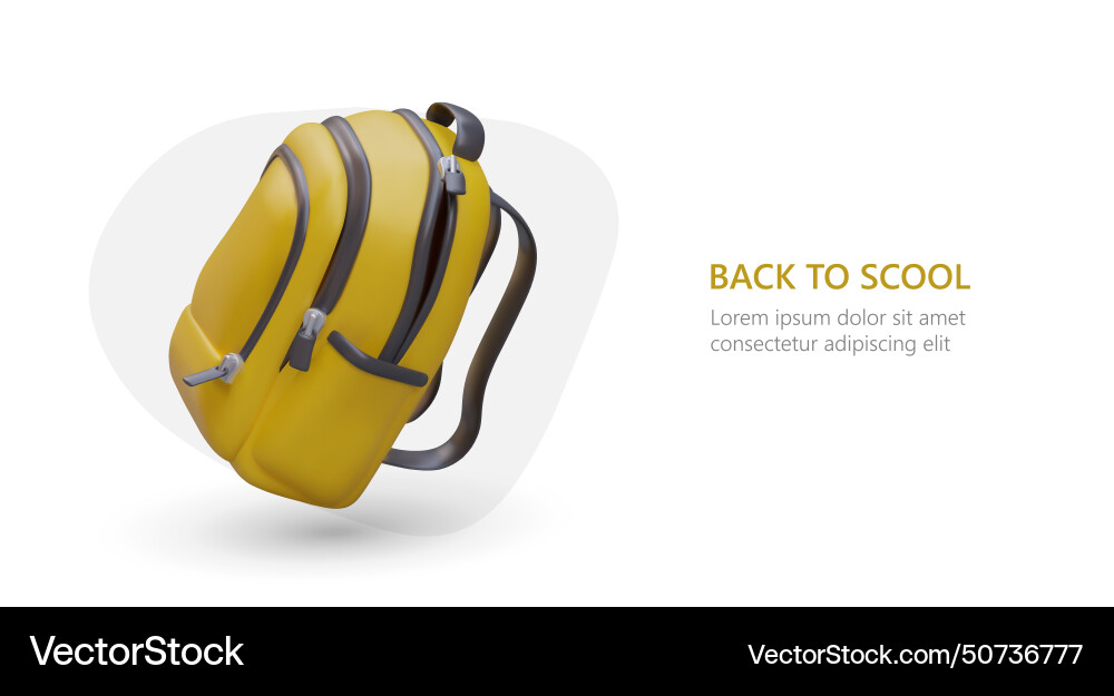 Back to school realistic yellow backpack Vector Image