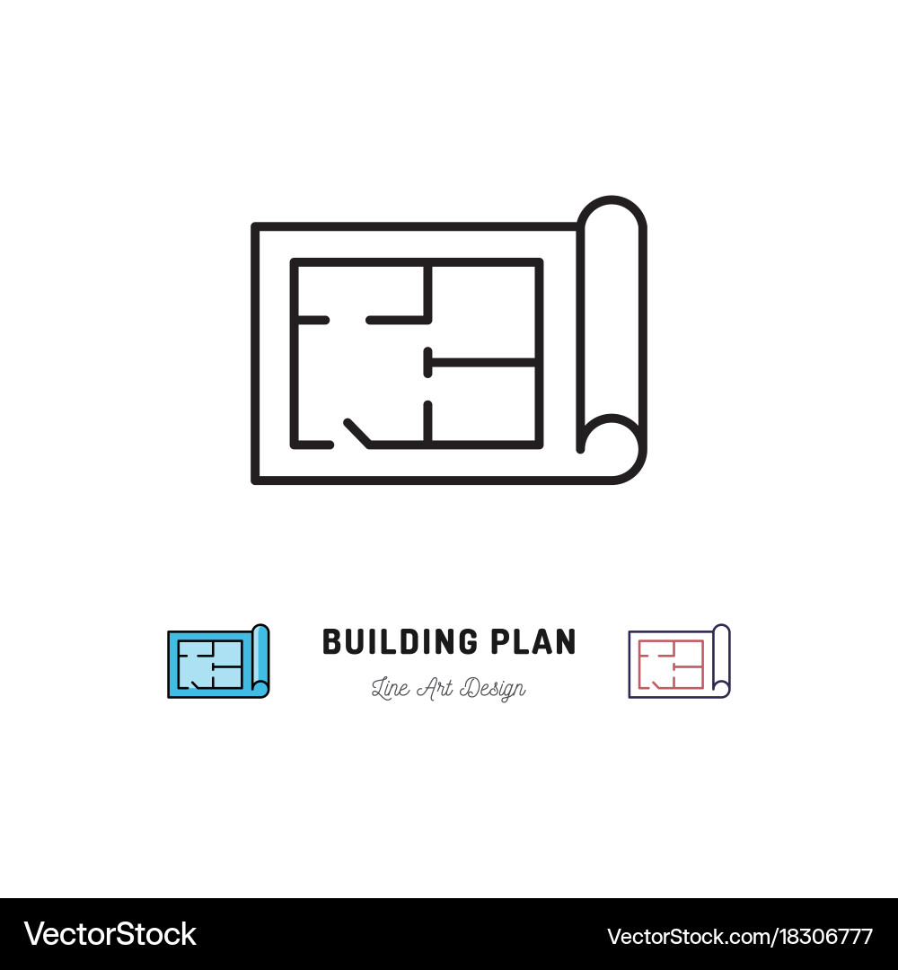 Building plan icon outline symbol of construction Vector Image