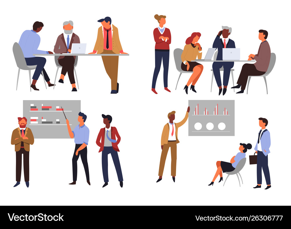 Business teamwork office workers co-working Vector Image