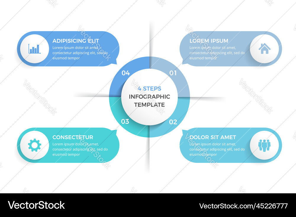 Circle diagram with four elements Royalty Free Vector Image