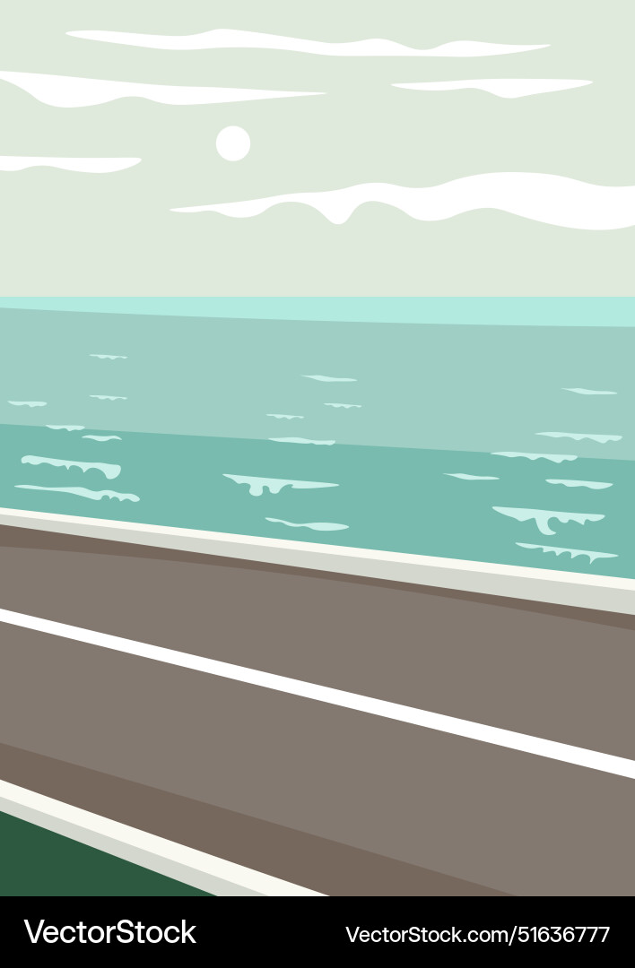Coastal road and sea Royalty Free Vector Image