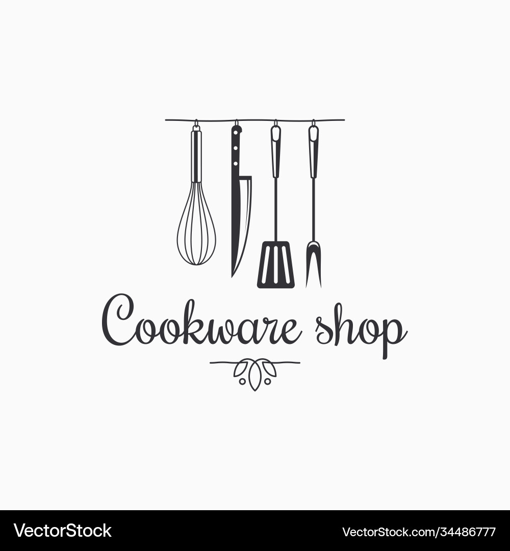 Cookware Shop Logo - Kitchen Utensils Royalty Free Vector