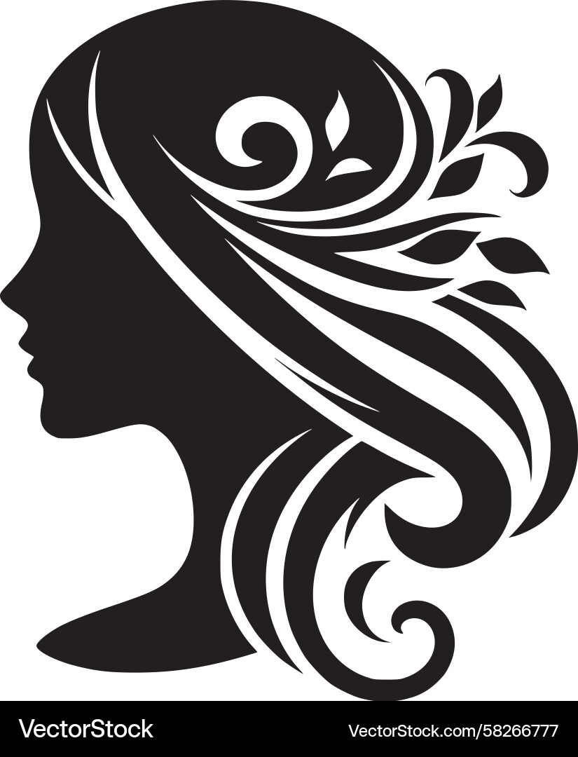 Floral Woman Silhouette Royalty Free Vector Image