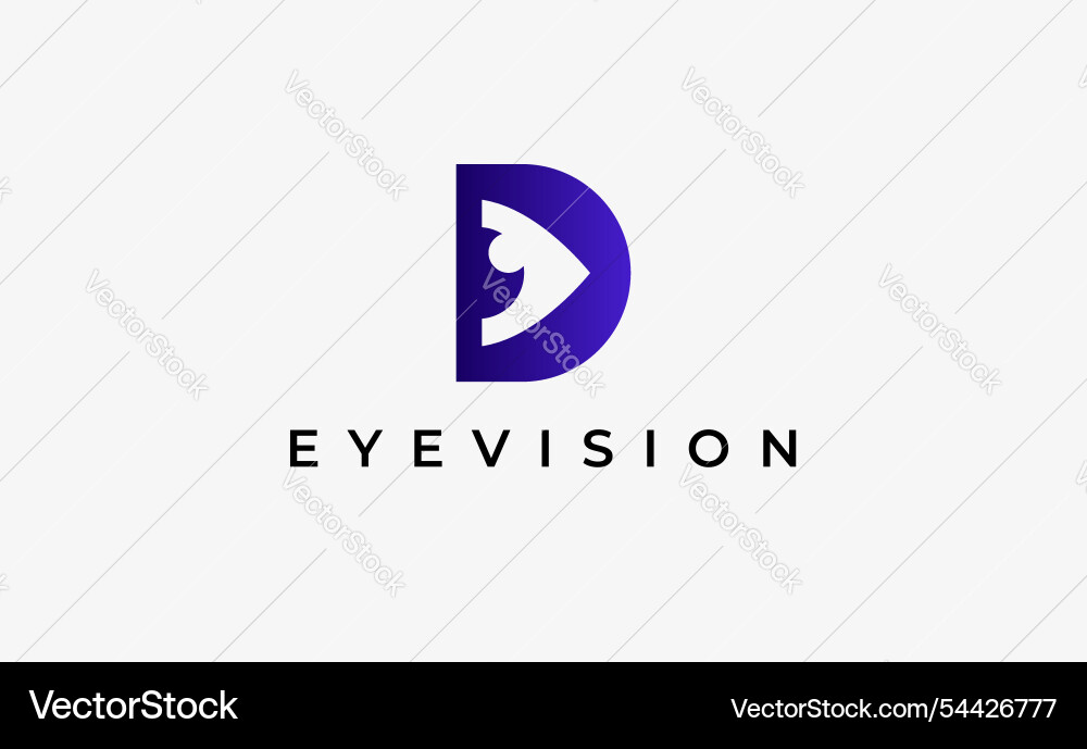 Logo letter d and eye vision digital visual Vector Image