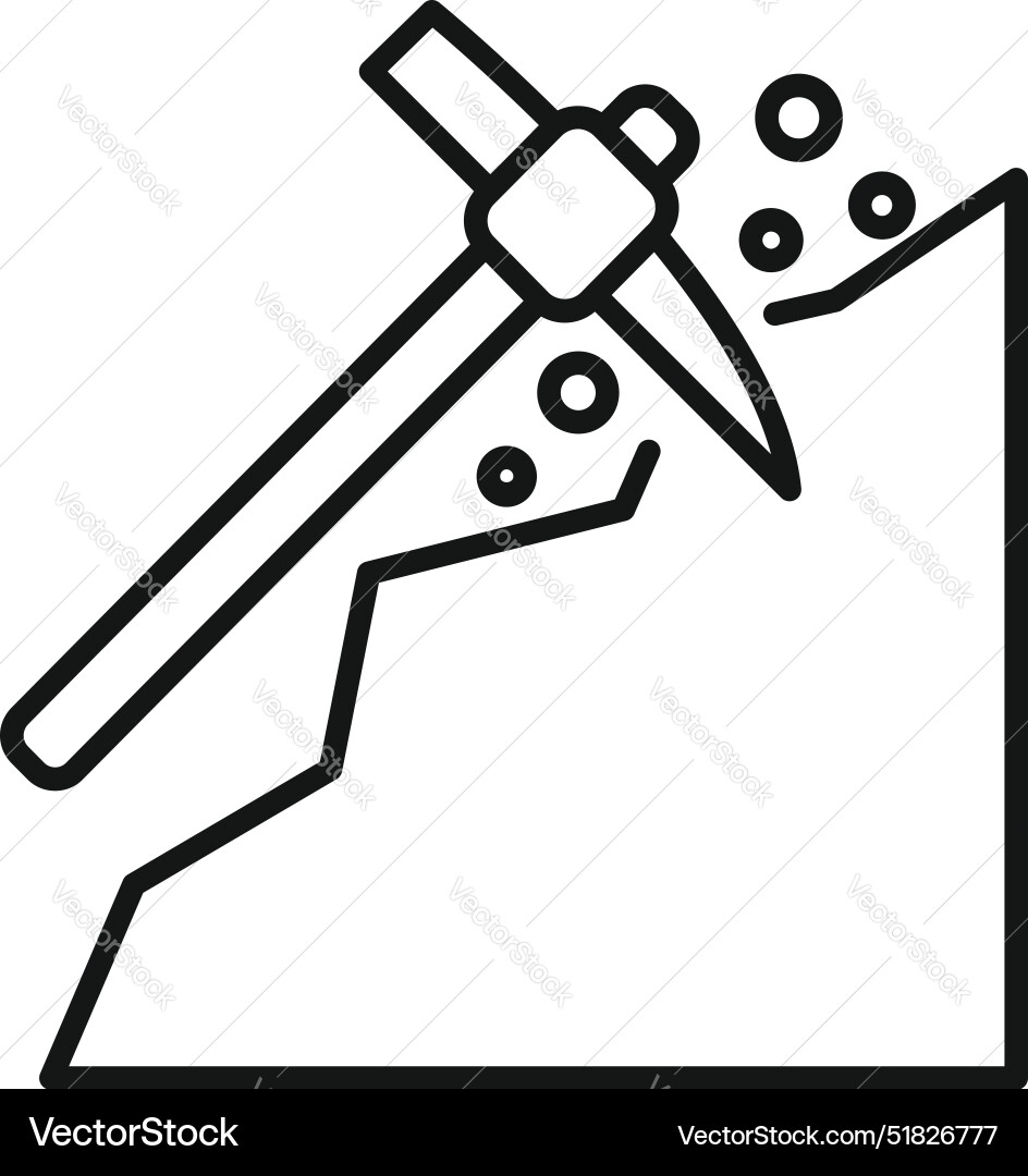 Miner tool pickaxe striking mountain mining Vector Image