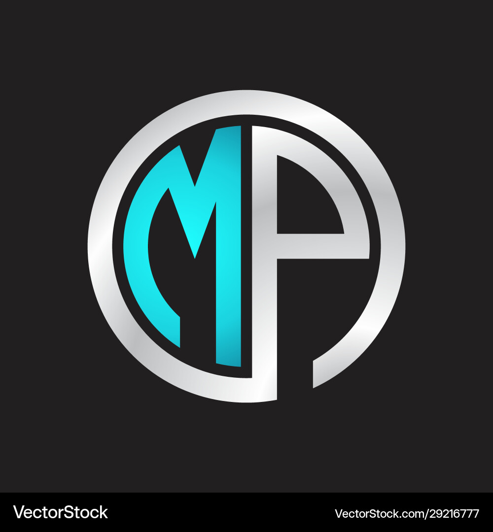 Mp initial logo linked circle monogram Royalty Free Vector