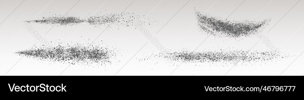 Realistic set of black powder splashes Royalty Free Vector