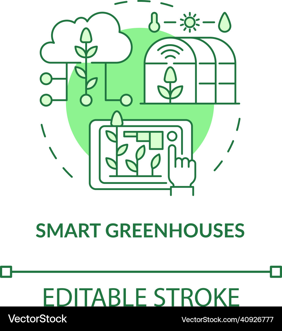 Smart greenhouses green concept icon Royalty Free Vector