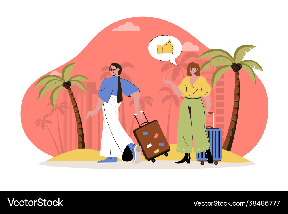 Sommer Urlaub Web Charakter Konzept Frauen Vektorbild
