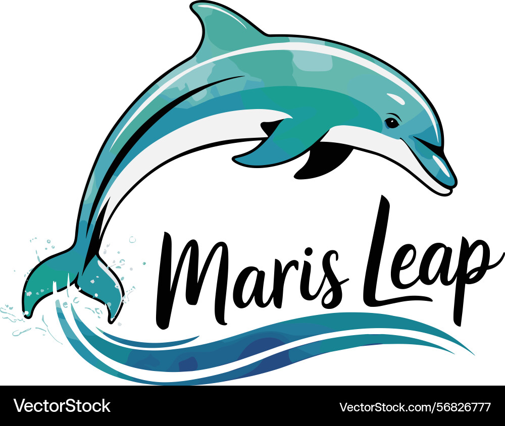 Vibrant maris leap logo design featuring a dolphin