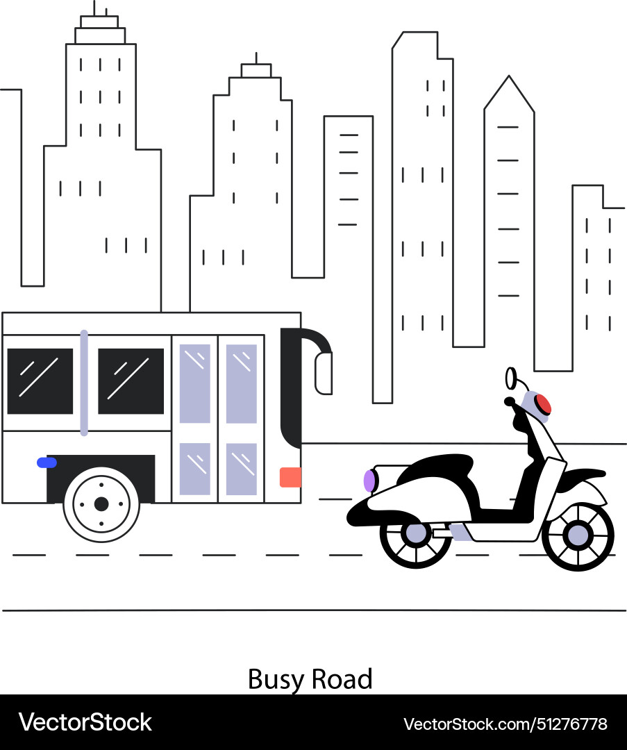 Busy road Royalty Free Vector Image - VectorStock