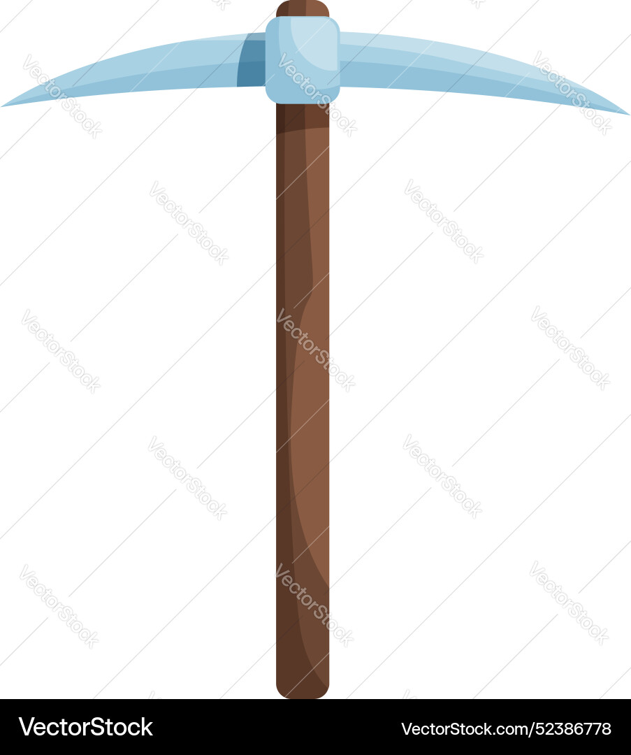 Cartoon pickaxe mining tool with wooden handle Vector Image