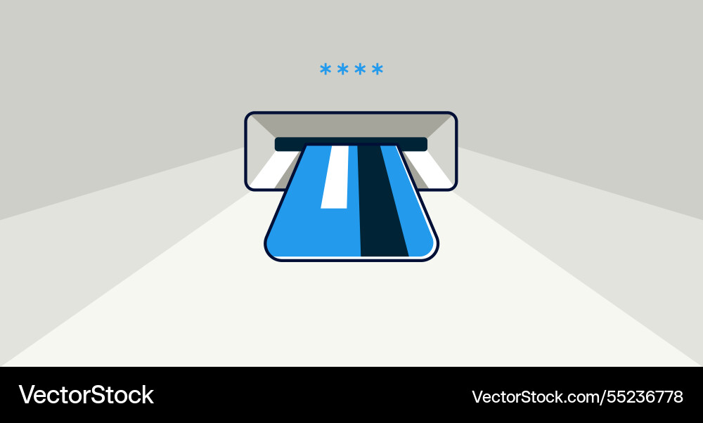 Credit card inserted into atm concept poster Vector Image