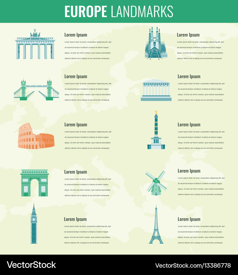 Europe landmarks infographics set travel Vector Image